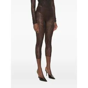 Andamane Cropped Lace Leggings - Brown