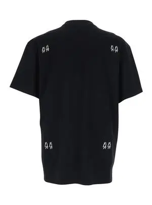 44 LABEL GROUP Crew Neck T-shirt With Logo On Front And Back In Cotton For - Black