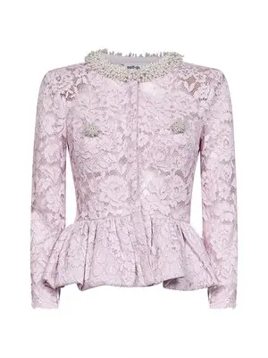 SELF-PORTRAIT Lace Peplum Top - Multicolor
