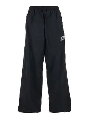 Balenciaga Black Cotton Blend Pants With Elastic Waist And Logo For - Multicolor