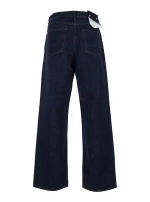 Stone Island Blue Five-pocket Jeans With Contrast Stitching In Denim