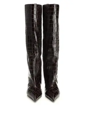Attico Crocodile-effect Leather Boots - Brown
