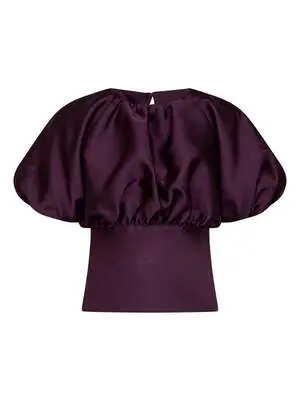 SELF-PORTRAIT Purple Taffeta Short-sleeved Top - Multicolor