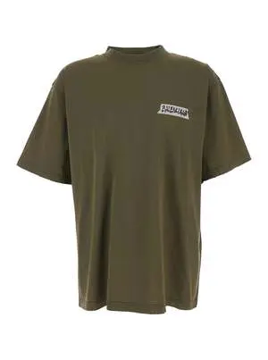 Balenciaga T-shirt With Logo On Front And Back In Cotton For - Green