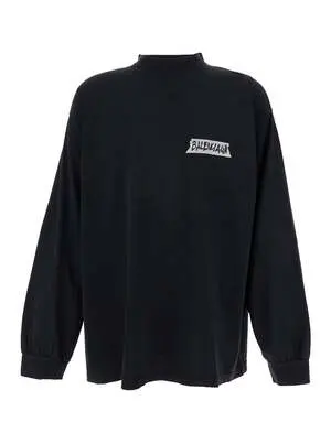 Balenciaga Black Cotton Sweatshirt With Logo On Front And Back For - Multicolor