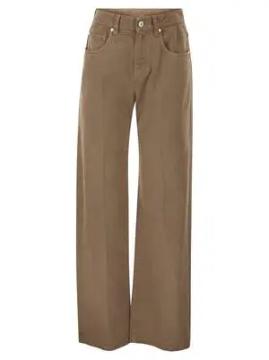 Brunello Cucinelli Contemporary Loose Trousers In Dyed Denim - Brown