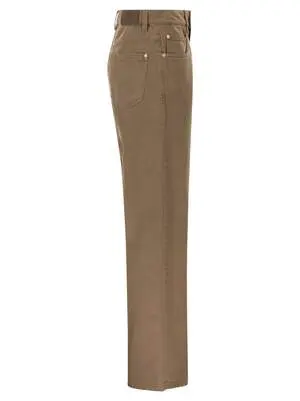Brunello Cucinelli Contemporary Loose Trousers In Dyed Denim - Brown
