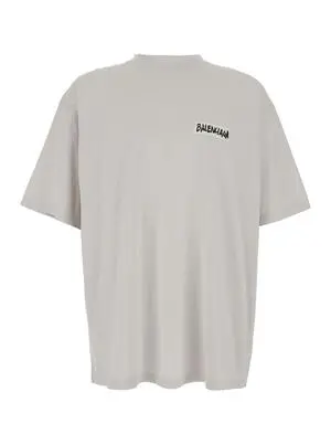 Balenciaga Balenciaga Men White Cotton T-Shirt With Logo On Front And Back For Men Multicolor