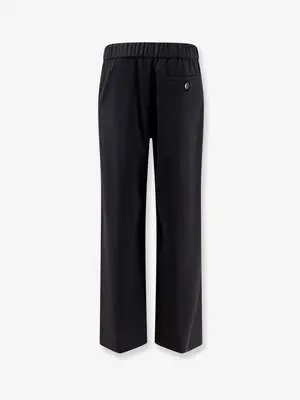 Loewe Wool Trousers With Logo Detail - Black