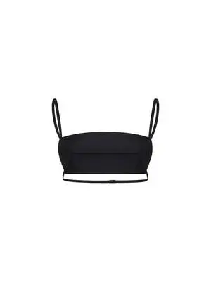 JIL SANDER Black Wool And Silk Faille Bralette Top - Multicolor
