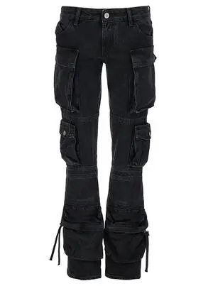 Attico Essie' Fitted Jeans With Cargo Pockets In Denim - Black