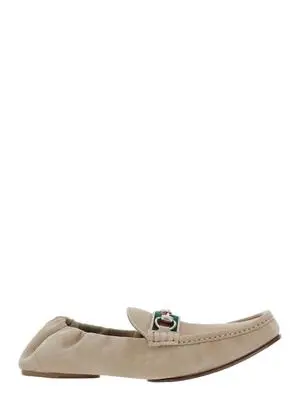 Gucci Suede Horsebit Loafers - Cream