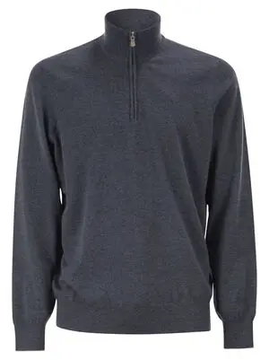 Brunello Cucinelli Cashmere Turtleneck Sweater With Zipper - Multicolor