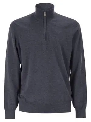 Brunello Cucinelli Cashmere Turtleneck Sweater With Zipper - Multicolor