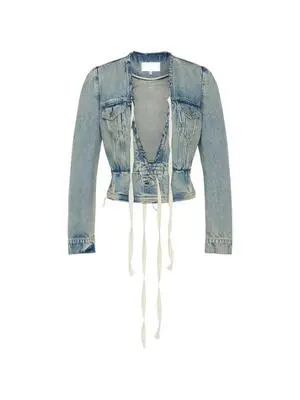 MAISON MARGIELA Jacket With Raw-cut Hem - Blue