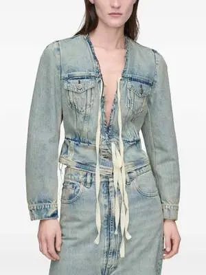 MAISON MARGIELA Jacket With Raw-cut Hem - Blue
