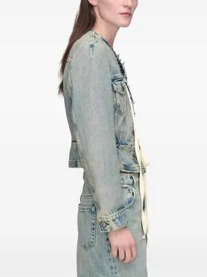 MAISON MARGIELA Jacket With Raw-cut Hem - Blue