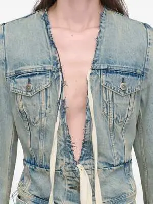 MAISON MARGIELA Jacket With Raw-cut Hem - Blue