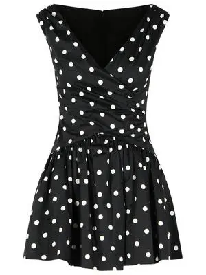SELF-PORTRAIT Polka Dot Cotton Dress - Black