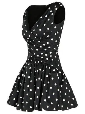 SELF-PORTRAIT Polka Dot Cotton Dress - Black