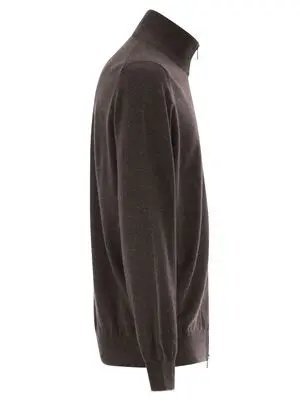 Brunello Cucinelli High-necked Cashmere Cardigan With Zip