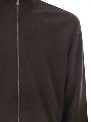 Brunello Cucinelli High-necked Cashmere Cardigan With Zip
