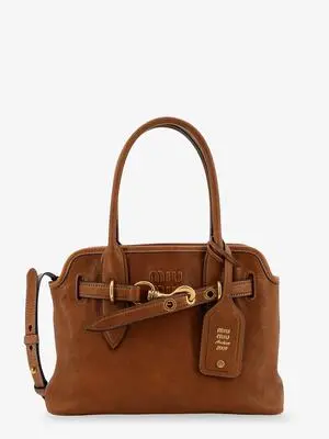Miu Miu Aventure Leather Handbag With Embossed Lettering Logo - Multicolor