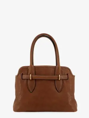 Miu Miu Aventure Leather Handbag With Embossed Lettering Logo