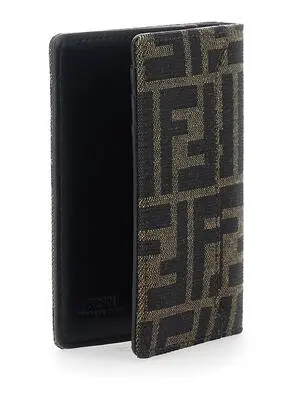 Fendi Cardholder With Logo On The Front And Ff All Over Motif In Fabric For - Brown