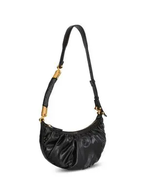 Balmain Ruffled Leather Shoulder Bag - Black