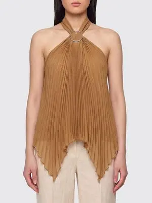 Max Mara Valzer Pleated Polyester Top - Brown