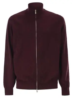 Brunello Cucinelli Brunello Cucinelli Men High-Necked Cashmere Cardigan With Zip Red