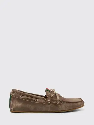Gucci Used Leather Boat Loafers - Brown