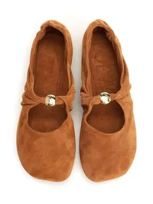 Loewe Soft Ballerina Suede Shoes - Cream