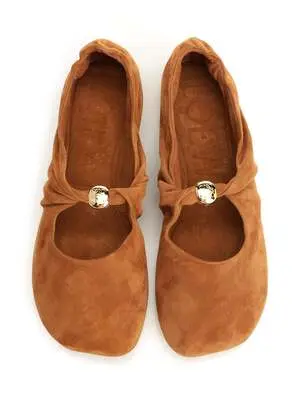 Loewe Soft Ballerina Suede Shoes - Cream