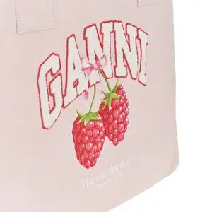 GANNI Printed Canvas Shopping Bag - Pink