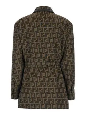 Fendi Cotton Blend Ff Motif Belted Jacket - Multicolor