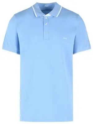 FAY Light Stretch Cotton Polo Shirt - Blue
