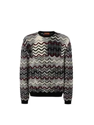 Missoni Crew-neck Sweater With Geometric Zigzag Pattern - Gray