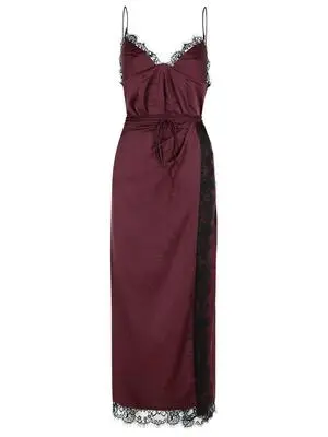 Andamane Burgundy Polyester Blend Dress - Multicolor