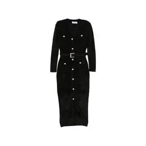 SELF-PORTRAIT V-neck Long Sleeves Midi Dress - Black
