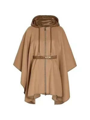 Moncler Padded Wool Blend Cape - Cream
