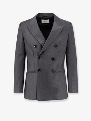 AMI Paris Double-breasted Virgin Wool Blazer - Multicolor