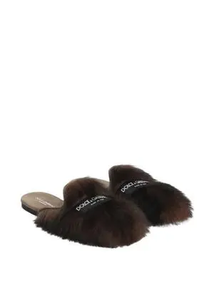 Dolce & Gabbana Suede And Shearling Slippers