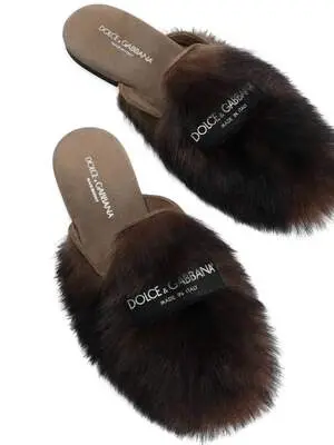 Dolce & Gabbana Suede And Shearling Slippers