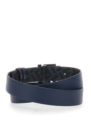 Fendi Blue Reversible Belt With Square Ff Buckle In Leather