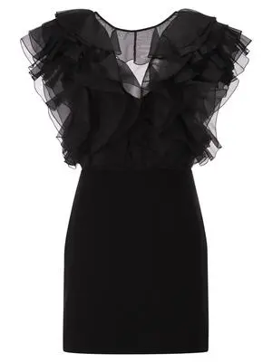 Max Mara Silk Mini Dress With Ruffle Detailing