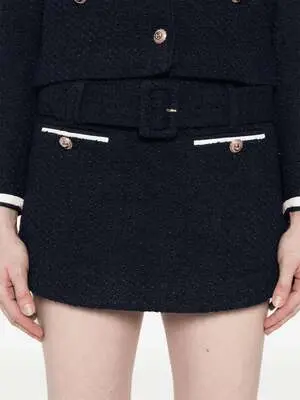 SELF-PORTRAIT Bouclé Mini Skirt With Shorts
