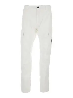 C.P. COMPANY Stretch Cotton Cargo Pants - White
