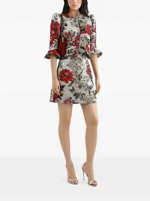 Dolce & Gabbana Floral Print Jacquard Mini Skirt - Multicolor